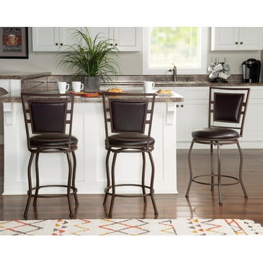 "Linon Claridge 26"" Backless Wooden Counter Stool, Rustic Brown ...