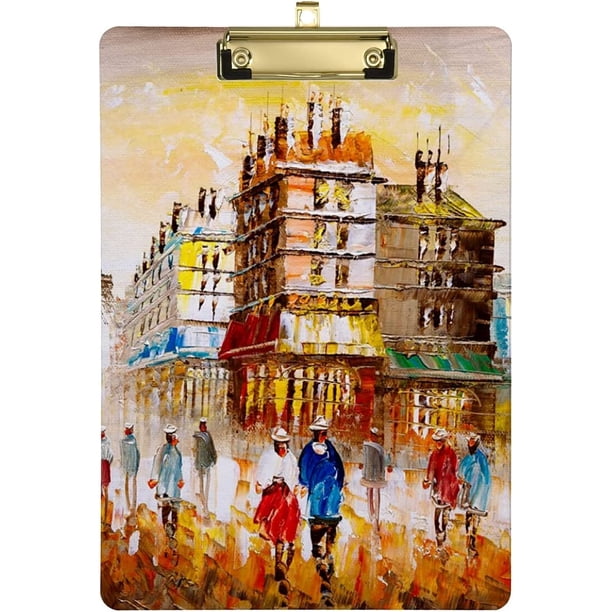 ZHANZZK Paris Street View Clipboard Hardboard Wood Nursing Clip Board ...