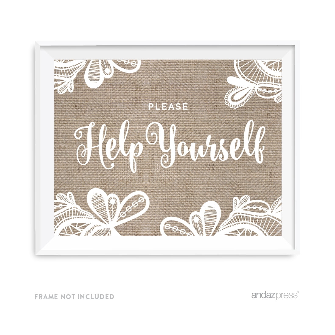 Please Help Yourself Burlap Lace Wedding Party Signs - Walmart.com