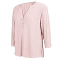 DAFPZW 3/4 Sleeve Womens Eyelet Tops Casual V-Neck Button Down Blouse ...