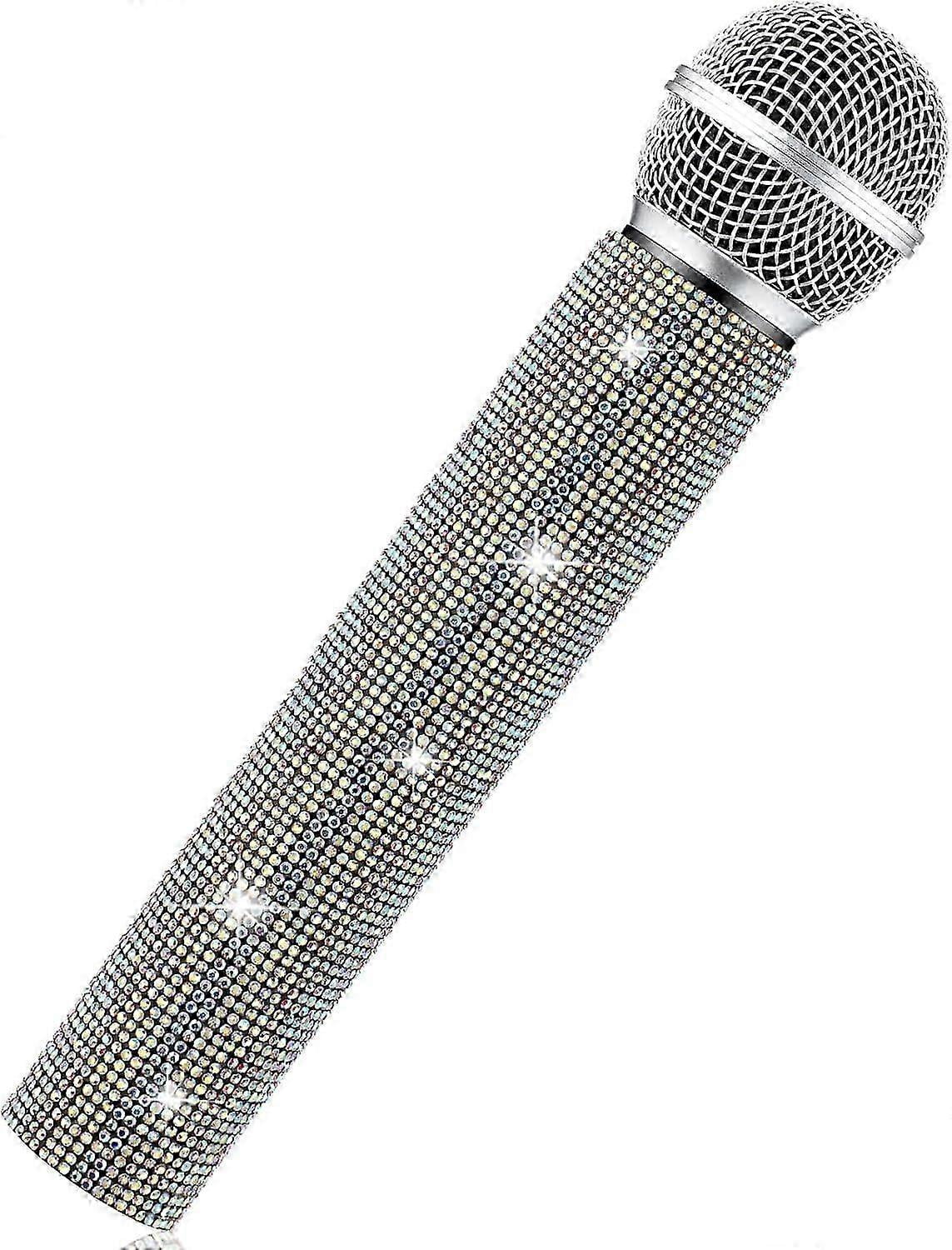 Microphone Prop Plastic Play Microphone Pretend Glitter Bedazzled ...