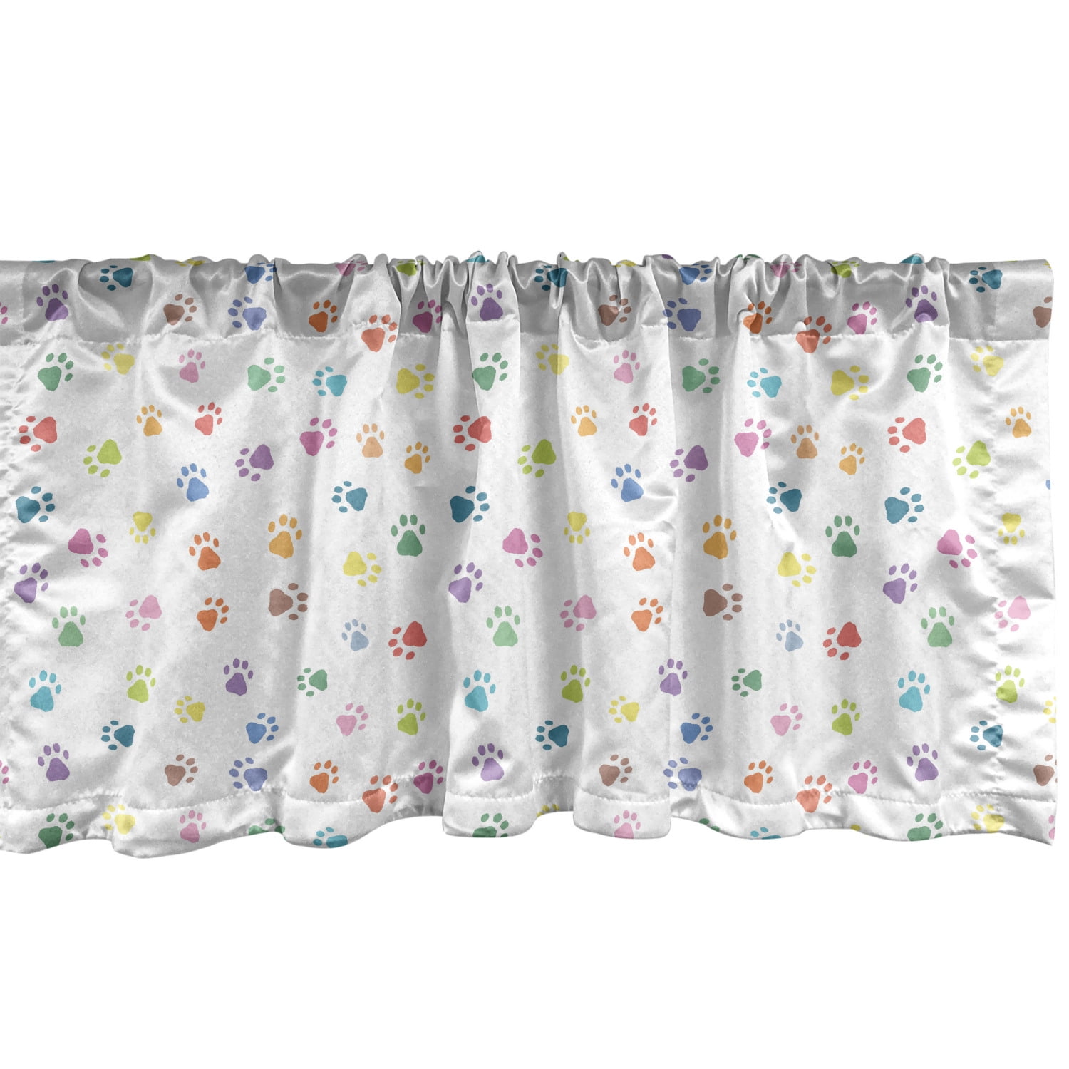 Ambesonne Cat Window Valance, Footprints of Cats and Dogs Lively ...
