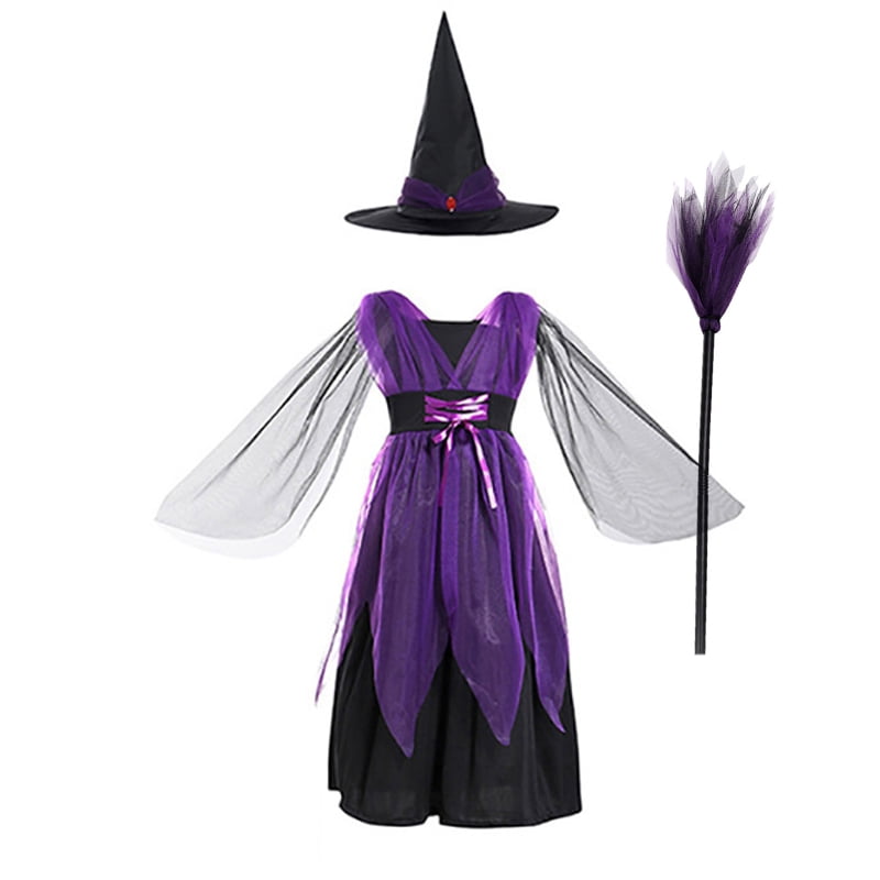 Disfraz de bruja morada para Halloween, disfraz de niña para fiesta de ...