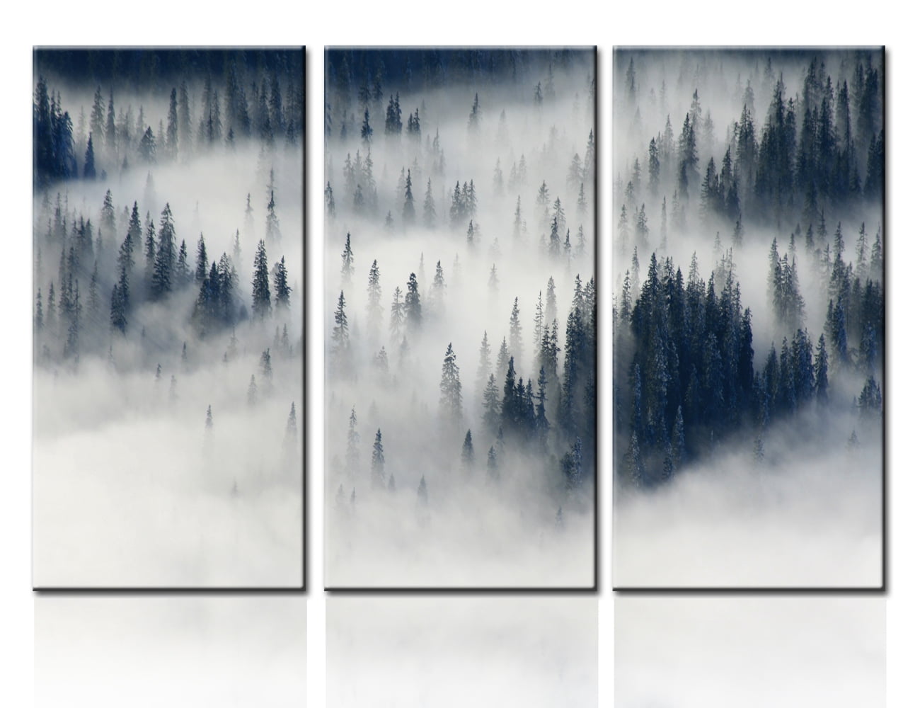 TISHIRON 3PCS Framed Canvas Wall Art Set,42"x28" Foggy Forest Mountain ...