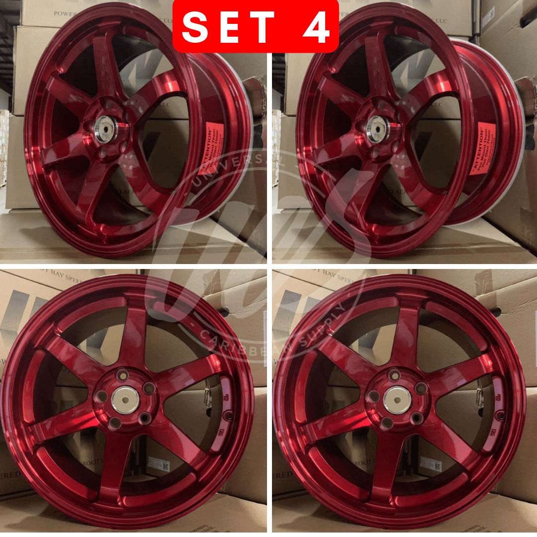 NEW 18 Inch X Alloy Wheels Rims Bolt Pattern 5x114 3 Red 35 Offset Set NEW 18 Inch X Alloy Wheels Rims Bolt Pattern 5x114 3 Red 35 Offset Set