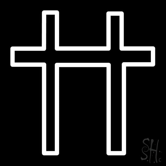 Double Cross LED Neon Sign 16" Tall x 16" Wide - inches Black Square ...