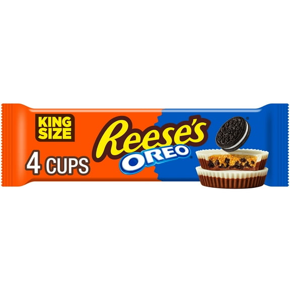 Reese's OREO Milk Chocolate and White Creme King Size Peanut Butter Cups Candy, pack 2.8 oz ...
