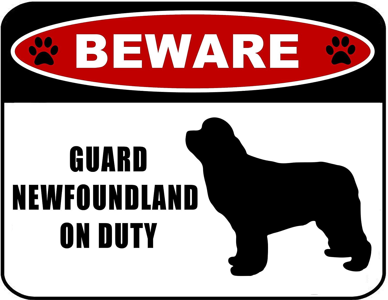Beware Guard Newfoundland (silhouette) on Duty 11.5 inch x 9 inch ...