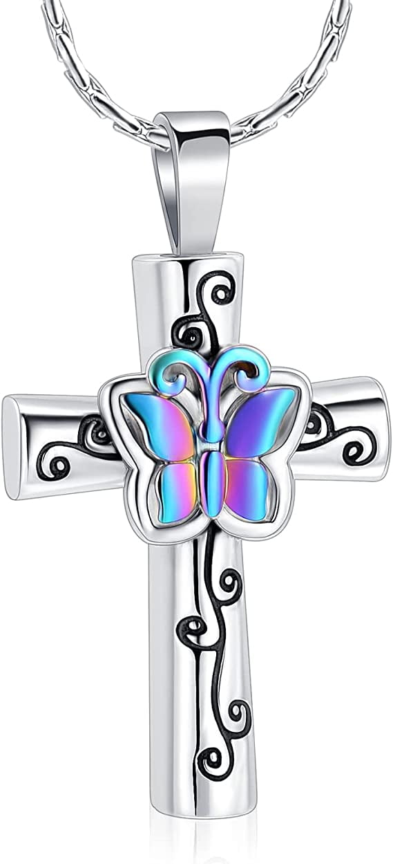 Constantlife Cross with Butterfly Cremation Jewelry for Ashes Urn ...