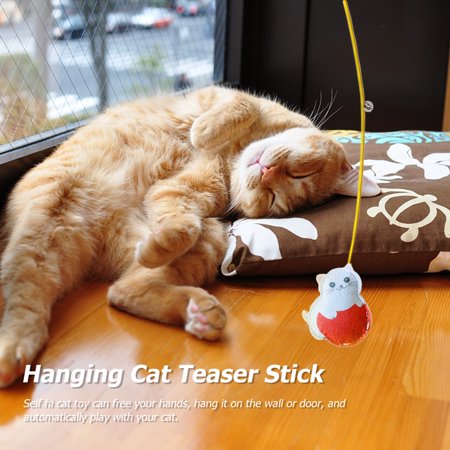 Kavoc Retractable Cat Scratch Rope Stick Kitten Bell Toys for Indoor ...
