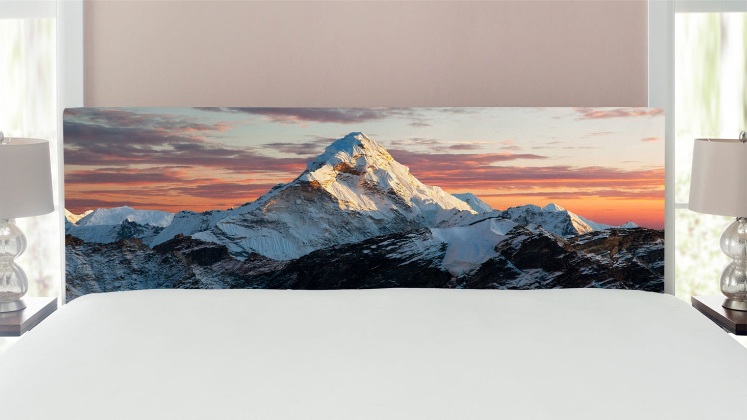 Mountain Headboard, Evening South High Hill Above the Sky Colorful ...