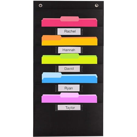Heavy Duty Storage Pocket Chart with 10 Nametag Pockets, Hanging Wall ...