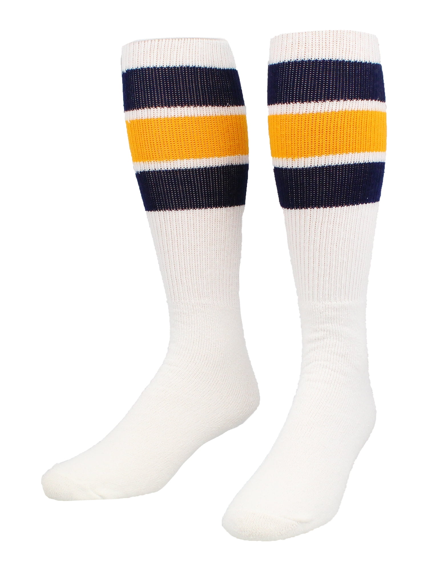 TCK Retro 3 Stripe Tube Socks (Navy/Gold, Medium) - Walmart.com