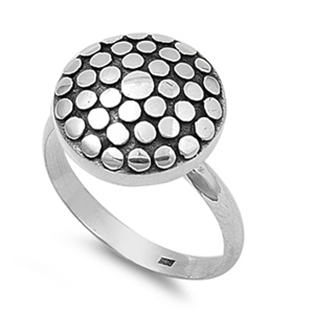 Round Nugget Circle Wide Retro Ring 925 Sterling Silver Chic Band ...