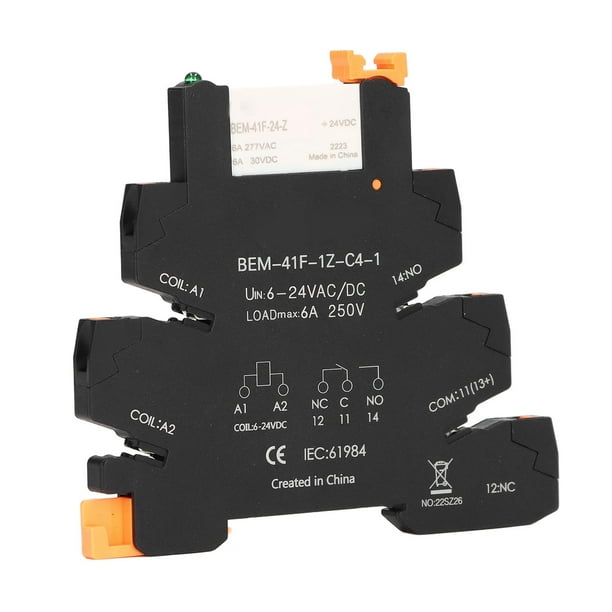 DC Control AC Relay, Easy To Connect DIN Rail Mount 1NO 1NC 6A Solid ...