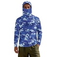 Bulopur Blue Camo Print Men’s UPF 50+ Hooded Fishing Shirt, Long Sleeve ...