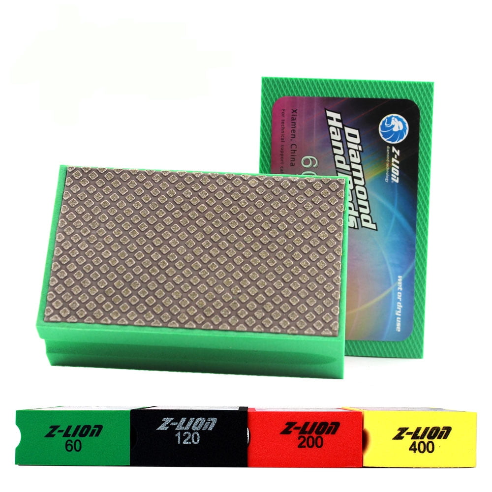 Z-LION Electroplated Diamond Hand Polishing Pads 60 Grit Glass Grinding ...