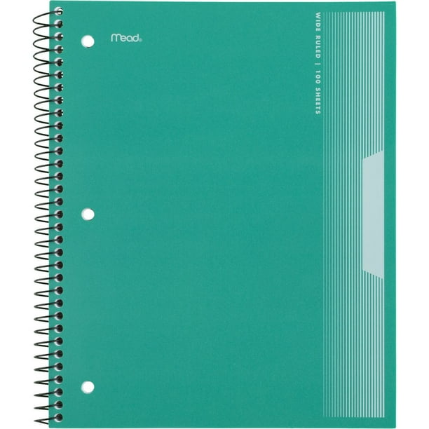 Mead Spiral Notebook, 1 Subject, Wide Ruled, 8 1/2" x 11", Green ...