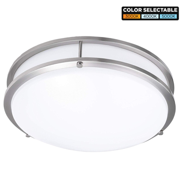 Monument Led Flush Mount Ceiling Fixture, Satin Nickel, 14 X 4 In ...