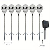 2 Packs Halloween Decorations Outdoor Scary Solar Skull Lights,16LED ...