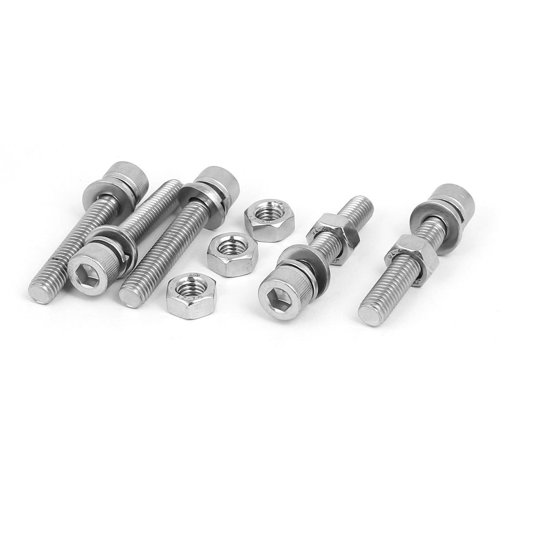 M8 x 45mm 304 Stainless Steel Hex Socket Head Cap Screws Nuts w Washers ...