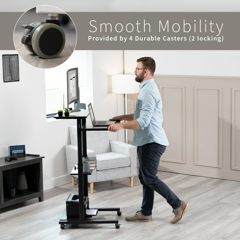Mobile Work Station Cart VIVO Black Pneumatic Mobile 36 Inch Height ...
