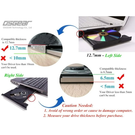 OSGEAR Internal 12.7mm slim SATA 8x DVDRW CD DVD RW Rom Burner Writer ...