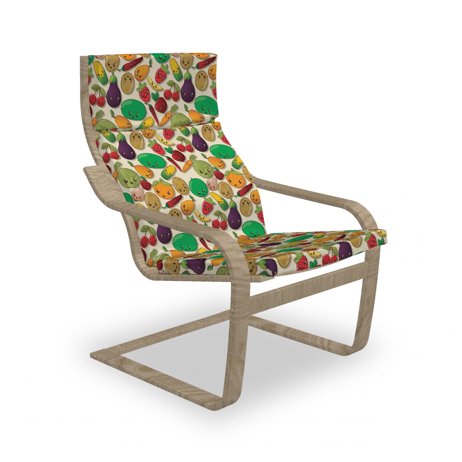 Anime Armchair Pad and Slipcover, Various Vegetables and Fruits with ...