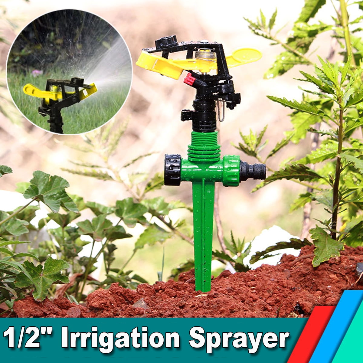 1/2" 360° Rotary Adjustable Impulse Plastic Irrigation Sprayer Rotating ...