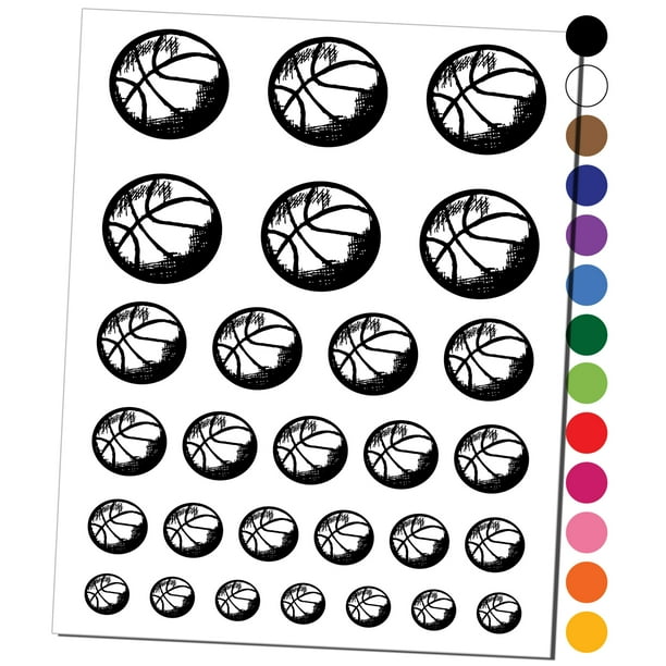 Basketball Sketch Water Resistant Temporary Tattoo Set Fake Body Art ...