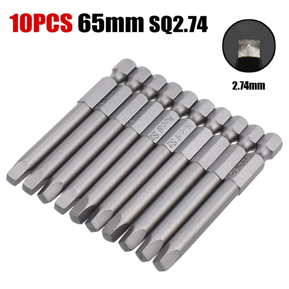 10pcs Square Head Screwdriver Bits Set Hex Shank Magnetic Screwdriver ...