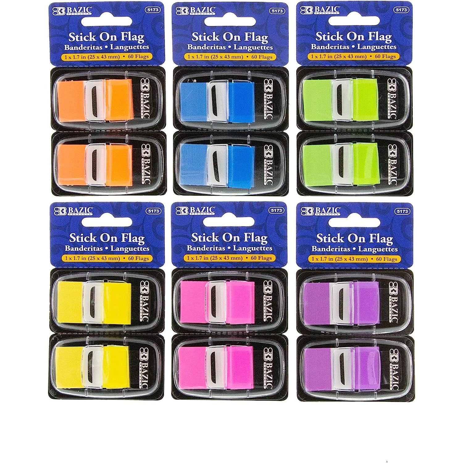 BAZIC Neon Page Markers Dispensers 1x1.7 Neon Colored PET Flag Index ...