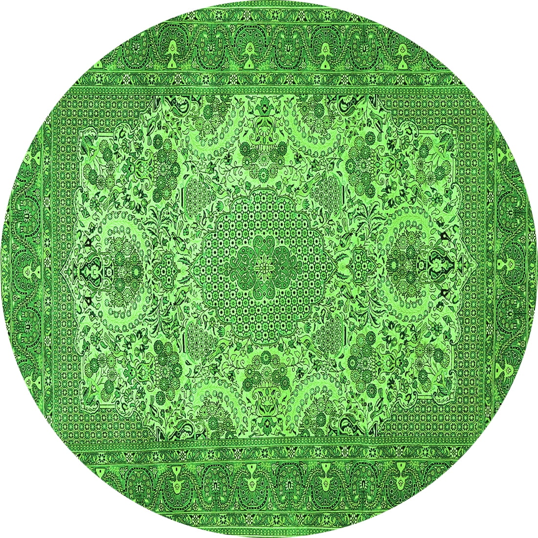 Ahgly Company Indoor Round Medallion Green Traditional Area Rugs, 8 ...