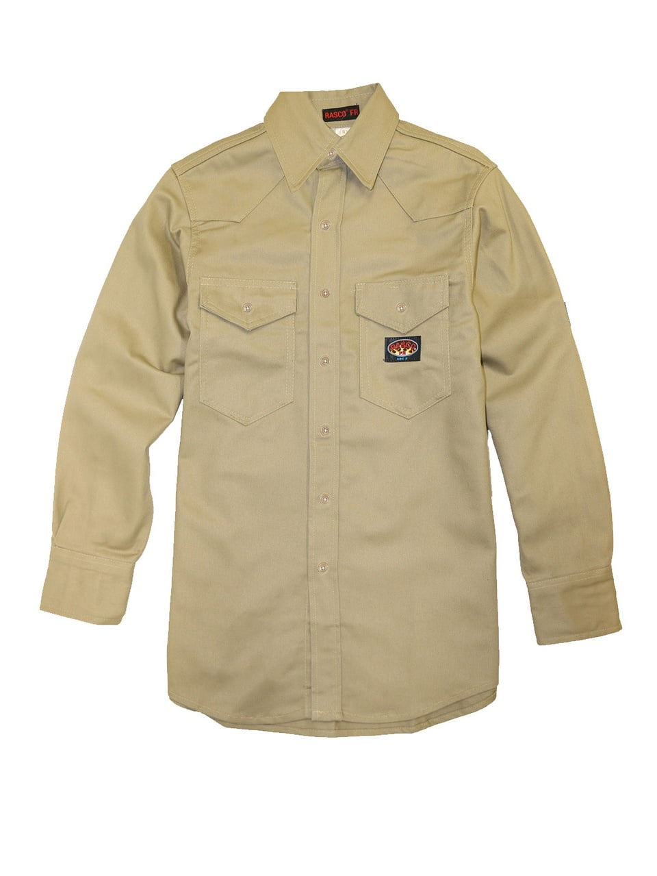 Rasco FR Khaki Heavyweight Twill Work Shirts with Buttons - Walmart.com