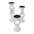 DecMode 3 Candle White Wooden Chain Link Candle Holder, Set of 3 ...