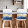 Blue Yellow Chair Back Covers, Modern Abstract Art Waves Removable ...