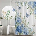 Blue Floral Shower Curtain, Summer Country Blue Hydrangea Floral ...