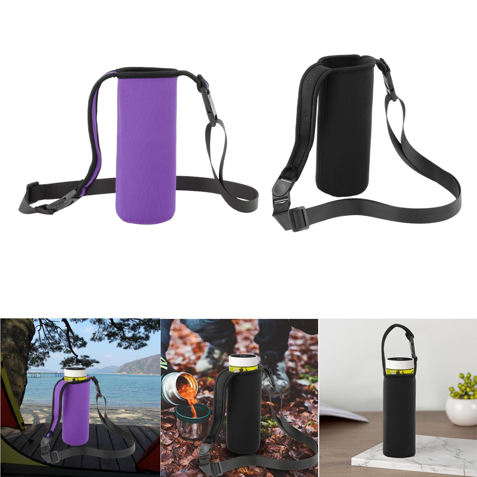 2× Water Bottle Case Bag Holder Strap for Walking Sport Glass Bottles ...