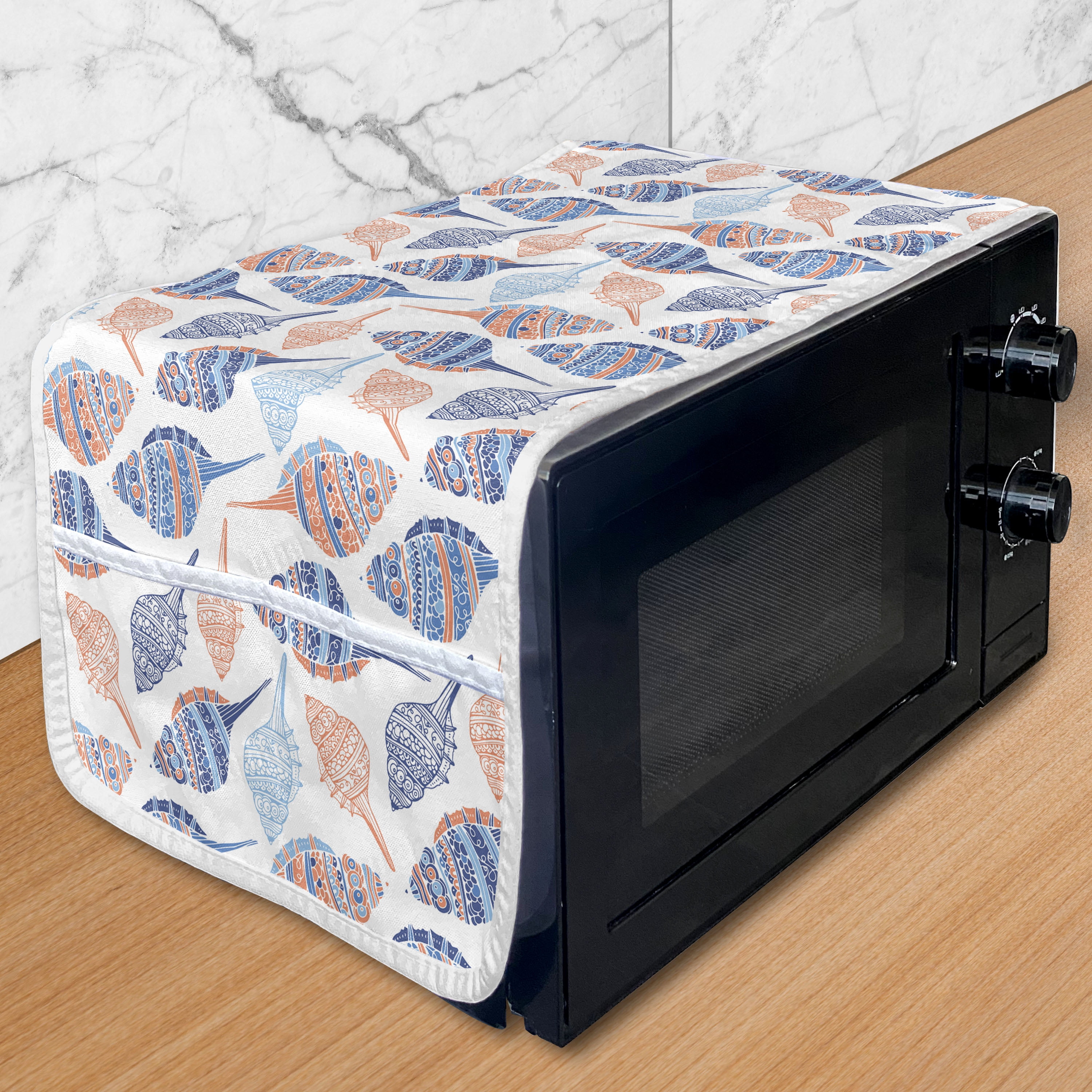 Ocean Microwave Oven Cover, Marine Life Themed Abstract Seashells ...