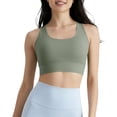 Bosfbaoi Women's Solid Color Racerback Sports Bra, Medium Support ...