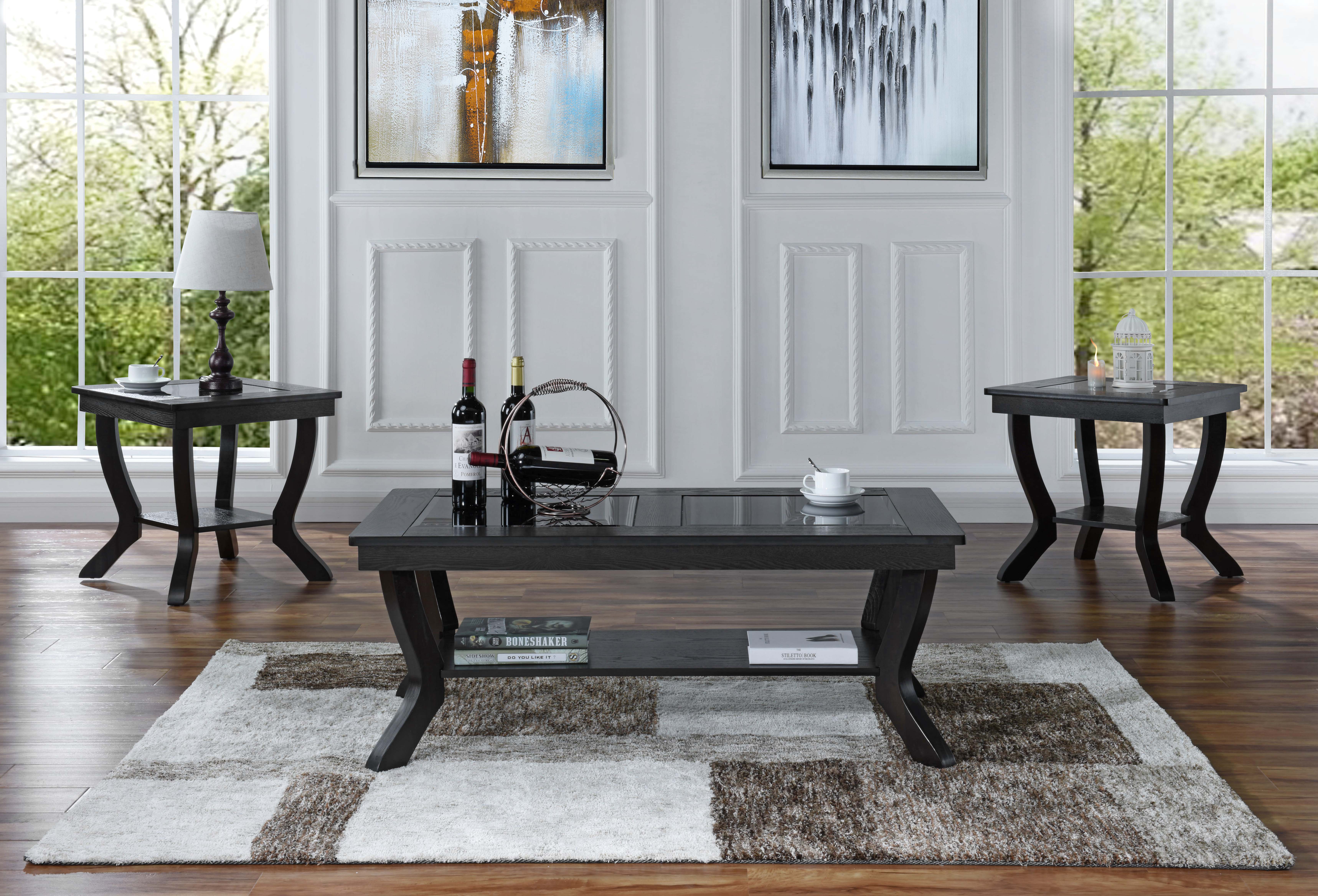 3 Piece Classic Traditional Living Room Coffee Table And Side Tables