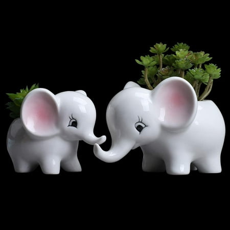 2PCS Elephant Plant Window Boxes Cute Elephant Flower Pot/Modern White ...