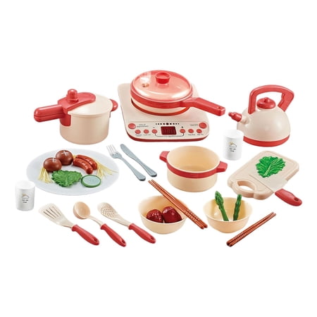 Kids Pretend Play Kitchen Accessories Set, with Induction Cooktop ,Pots ...