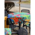 Marine Life Square Outdoor Tablecloth with Umbrella Hole Red Yellow ...