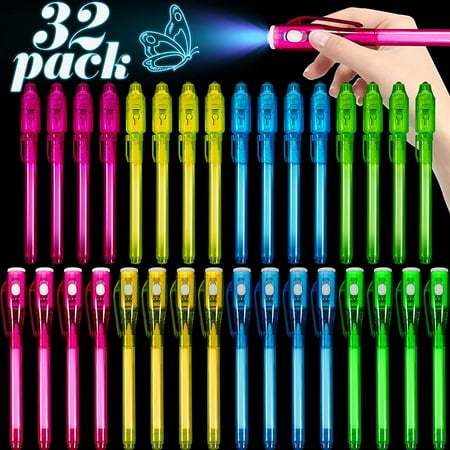 32 Pieces Invisible Ink Pen with UV Light Disappearing Ink Pen for ...