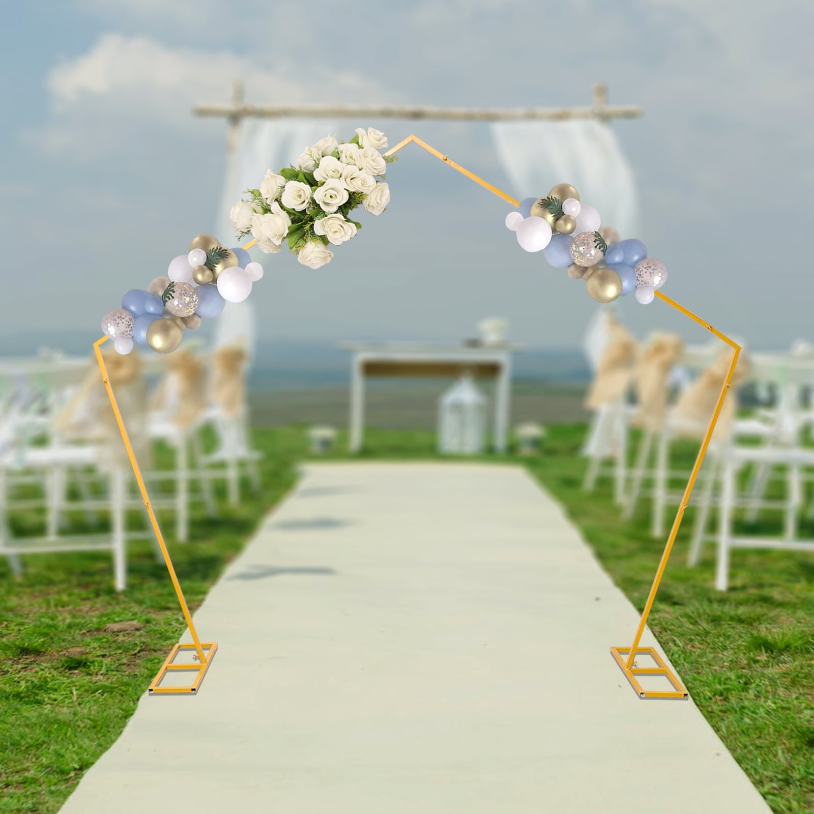 Wedding Arch Stand Flower Balloon Rack Pentagonal Garden Metal Abor for ...