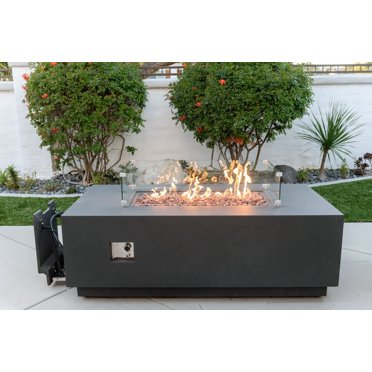 AMS Fireplace - Madison 60" Rectangular Propane Fire Pit Table - Dark ...