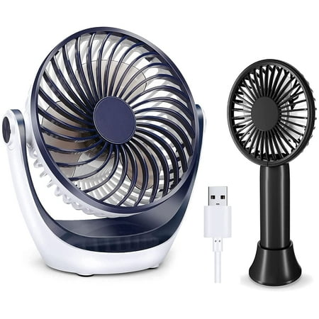Portable Fan Bundle, Small USB Plug in Desk Fan & Super Mini Handheld ...