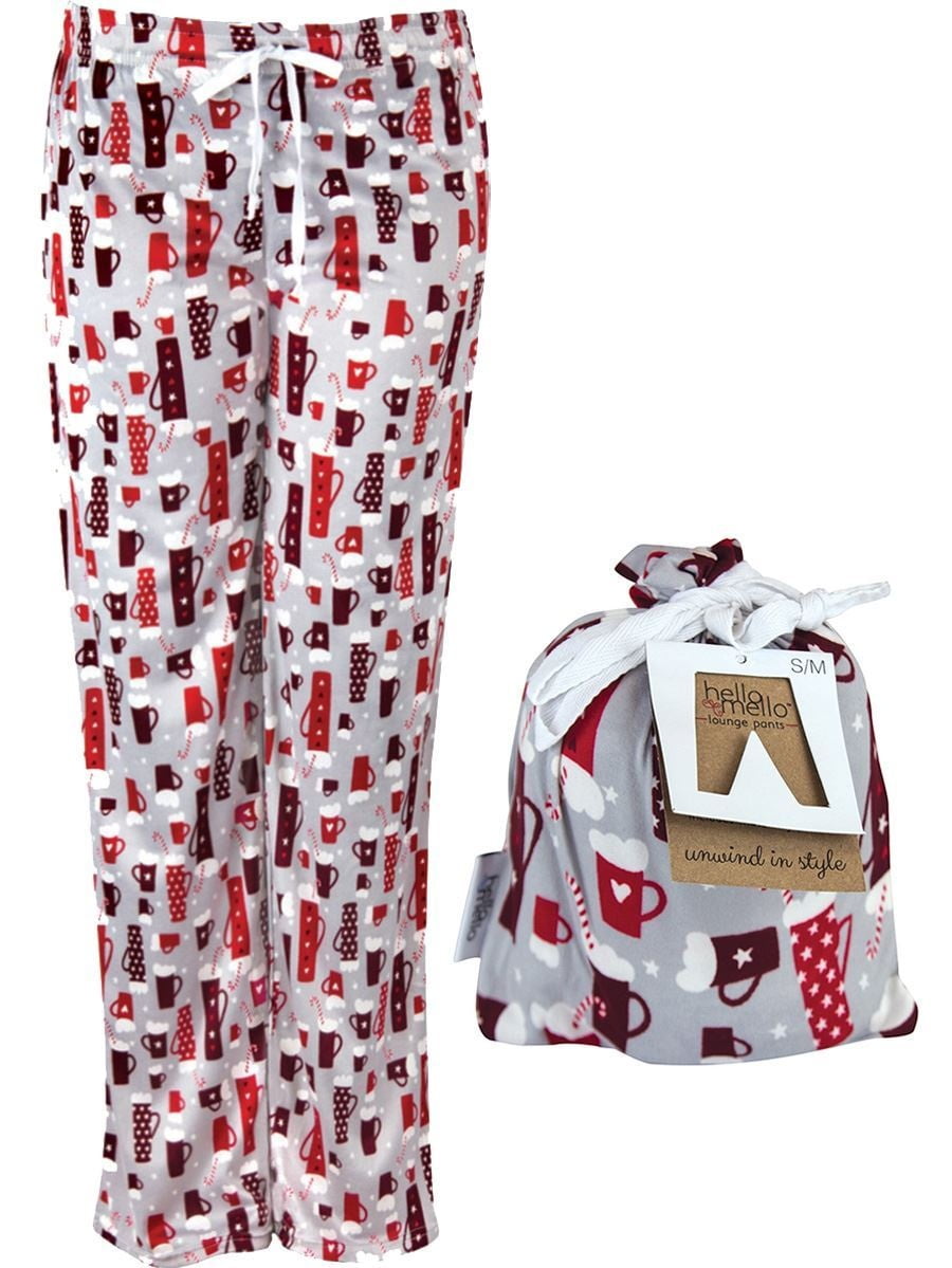 hello mello holiday lounge pants w/ matching giftable tote - womens ...