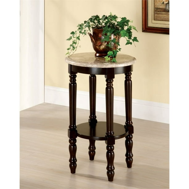 Furniture of America Donovan Traditional Wood Round End Table in Dark ...
